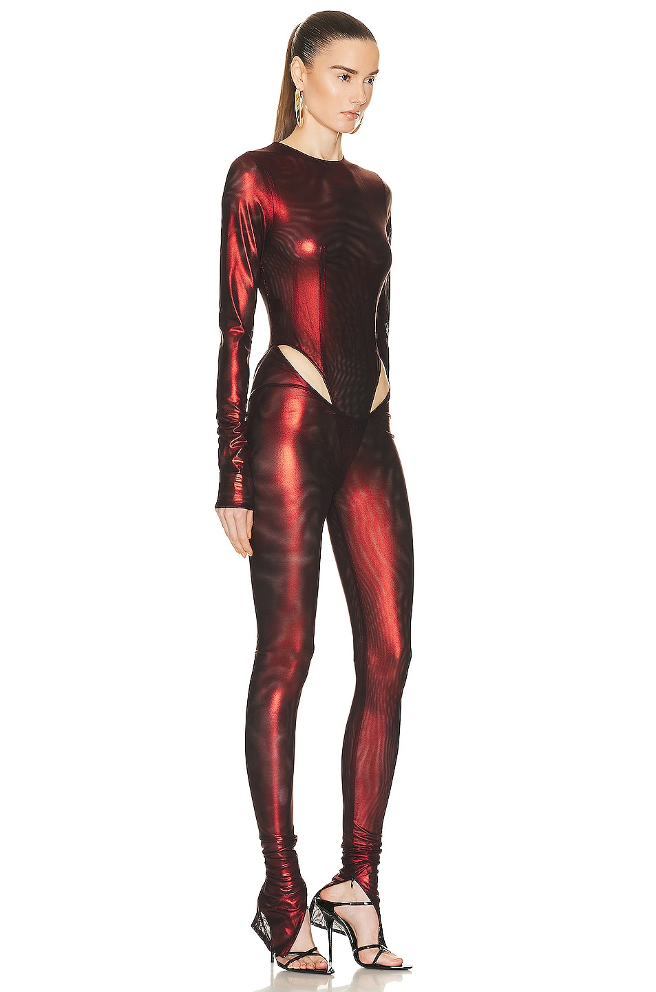 LaQuan Smith Hip Cut Out Jumpsuit in Oxblood | FWRD