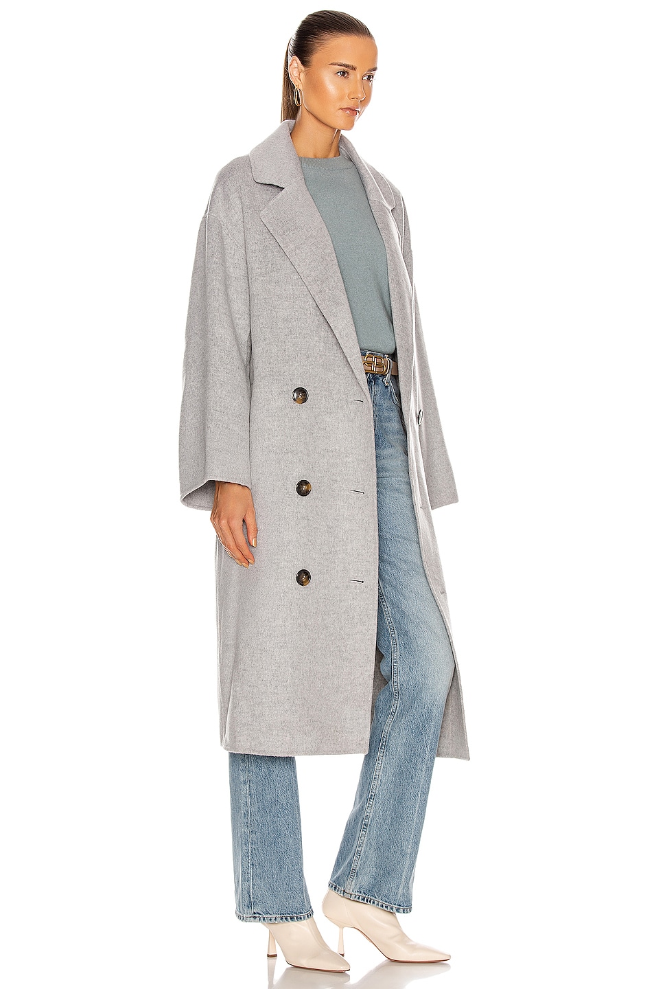 Loulou Studio Borneo Coat in Grey Melange | FWRD
