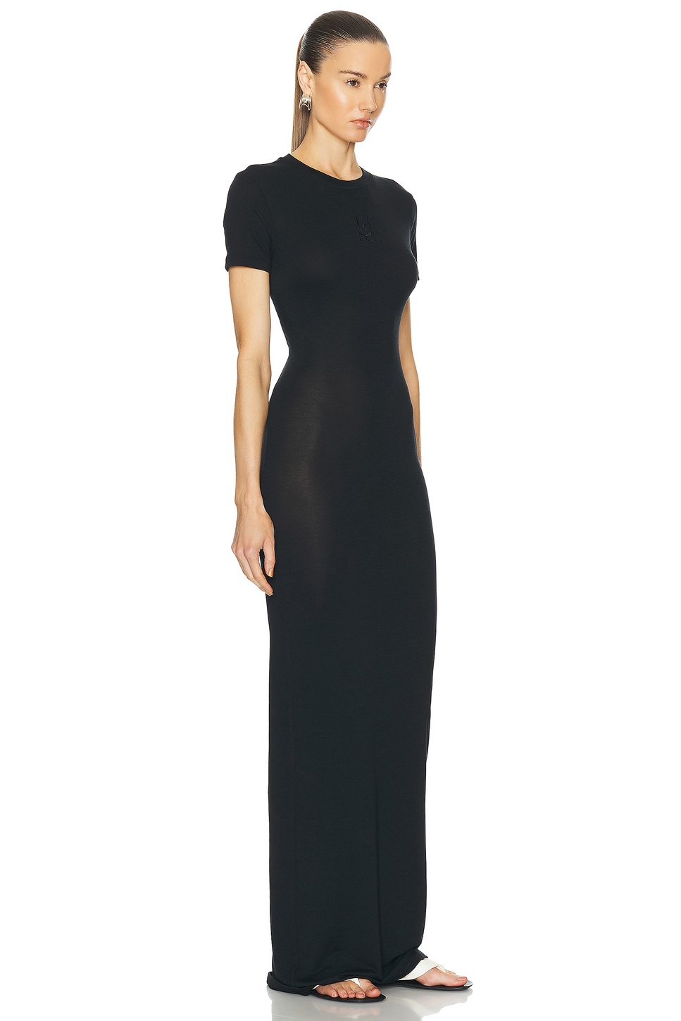 Ludovic de Saint Sernin Long Simple Short Sleeve Dress in Black | FWRD