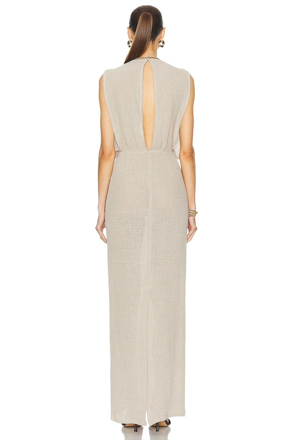 Ludovic de Saint Sernin Open Square Dress in Sand Beige | FWRD