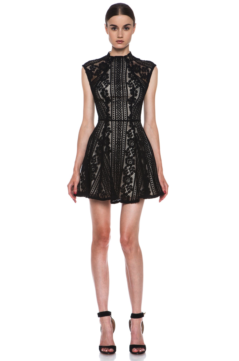 Lover Valentine Lace Knit Mini Dress in Black | FWRD