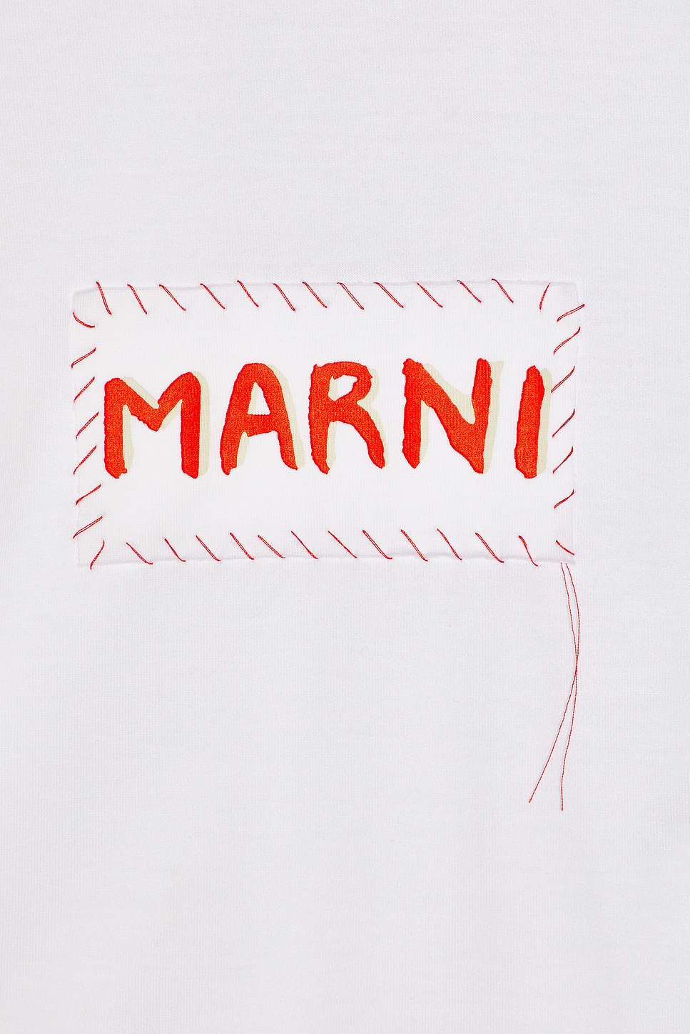 Marni Logo Long Sleeve Tee in Lily White | FWRD