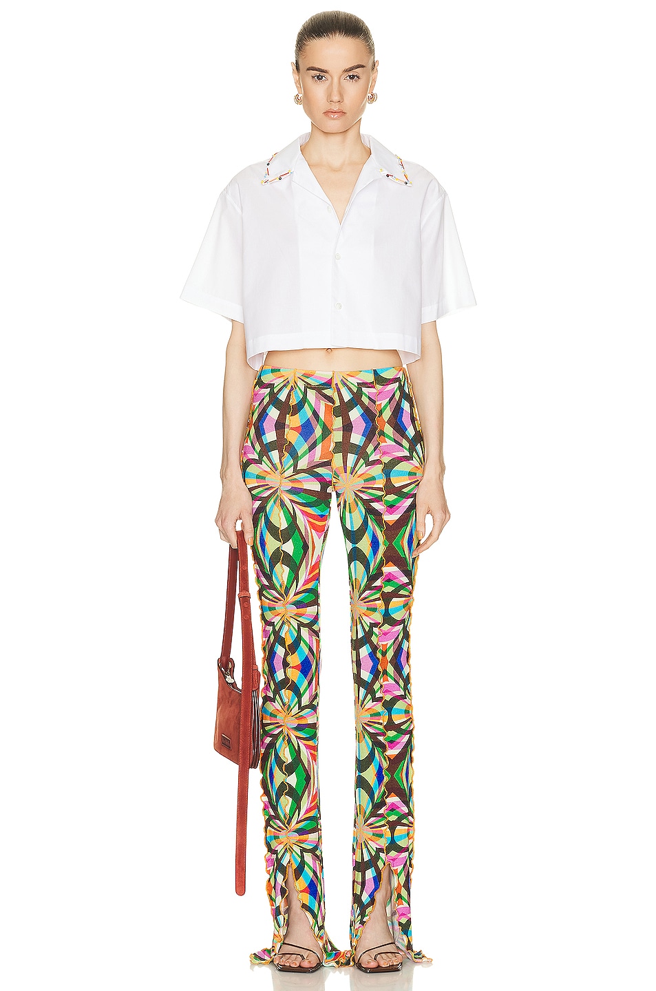 Marni Cropped Short Sleeve Shirt in Lily White | FWRD