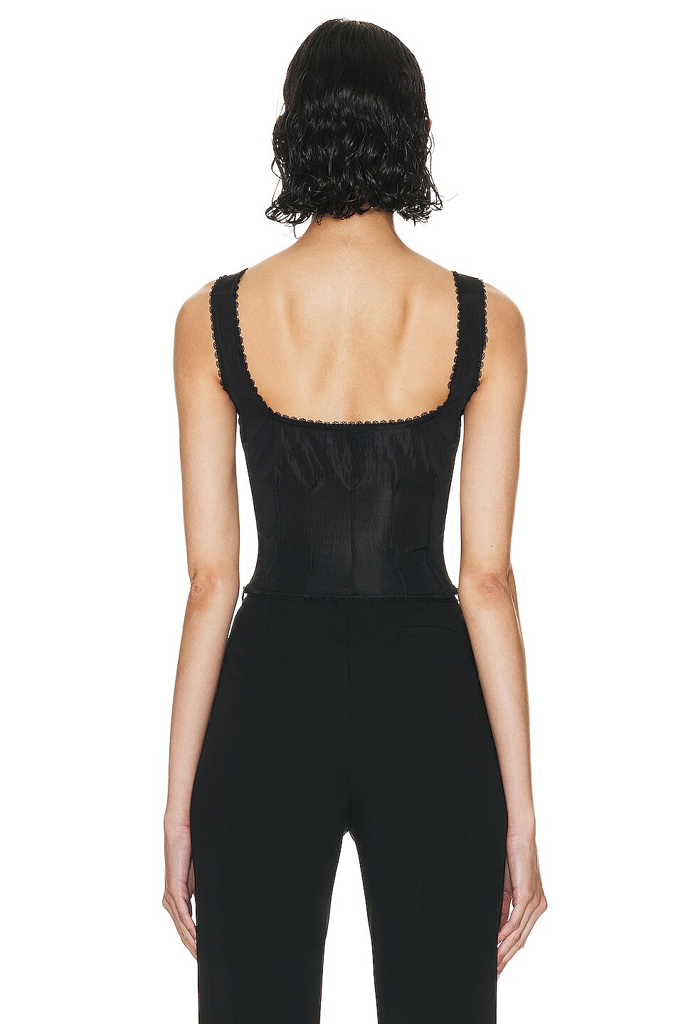 MACH & MACH Lotus Blossom Corset Top in Black | FWRD