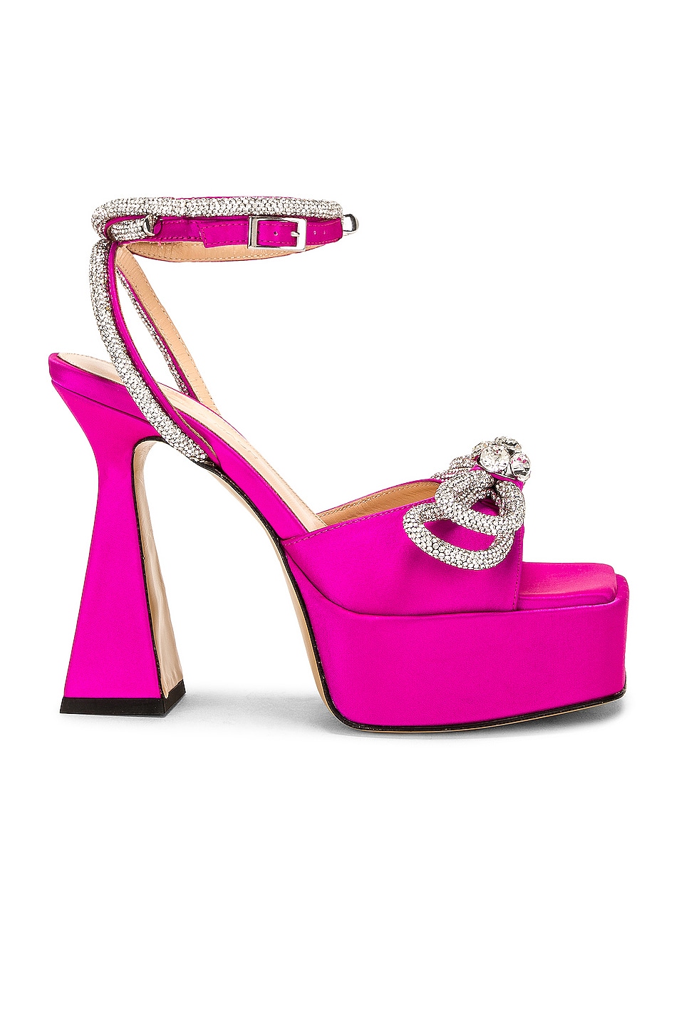 MACH & MACH Double Bow Square Toe Platform Sandal in Fuchsia | FWRD
