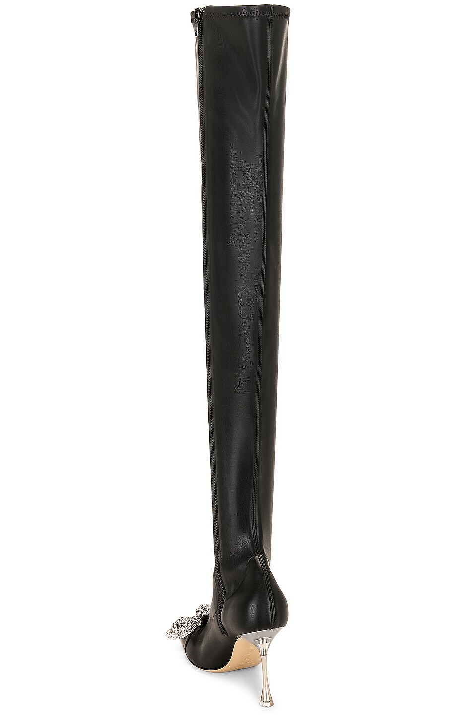 MACH & MACH Over-the-knee Vegan Leather Double Bow Boot in Black | FWRD