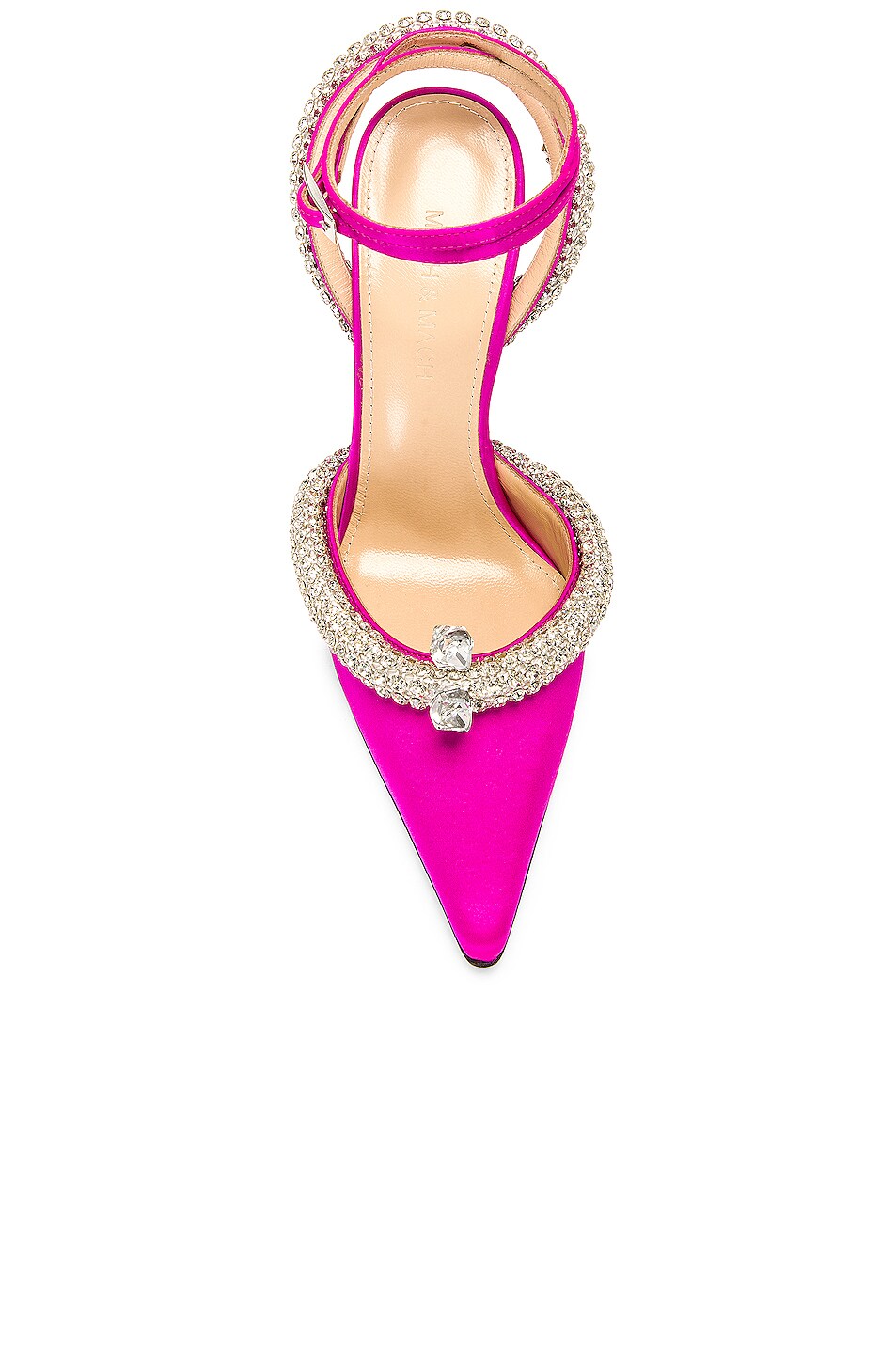 MACH & MACH Georgia Crystal Trimmed Pointed Toe High Heel in Fuchsia | FWRD