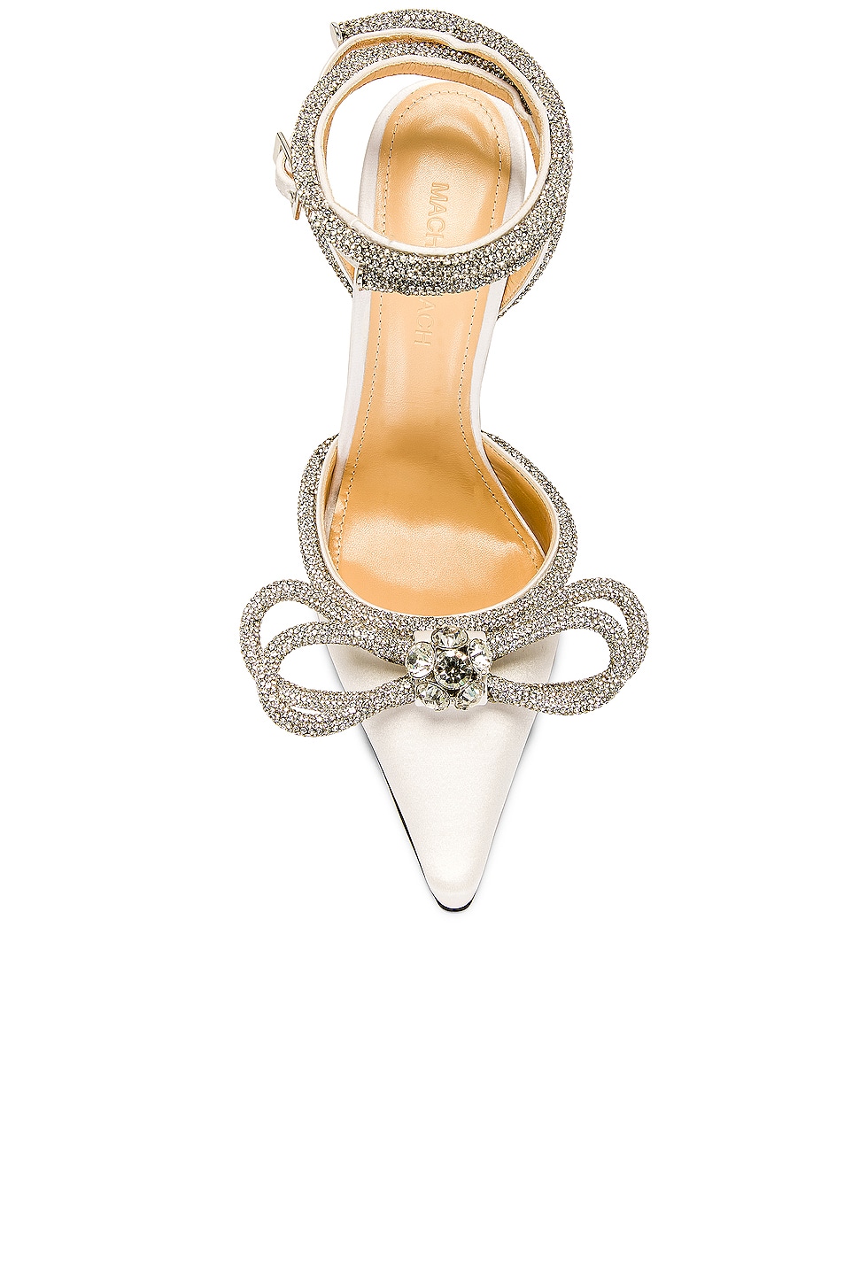MACH & MACH Double Crystal Bow High Heel in White | FWRD