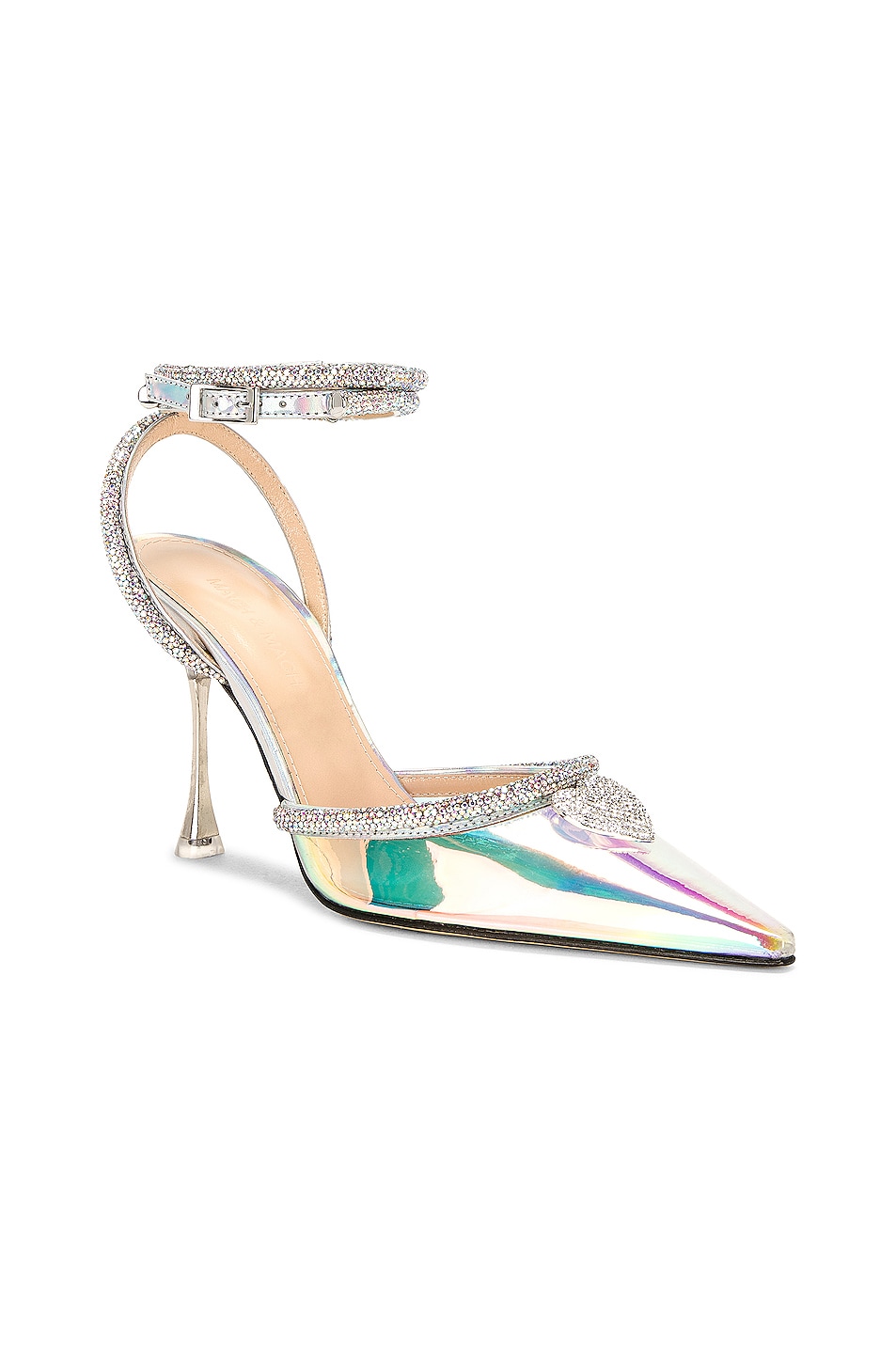MACH & MACH Crystal Heart Embellished High Heel in Iridescent | FWRD