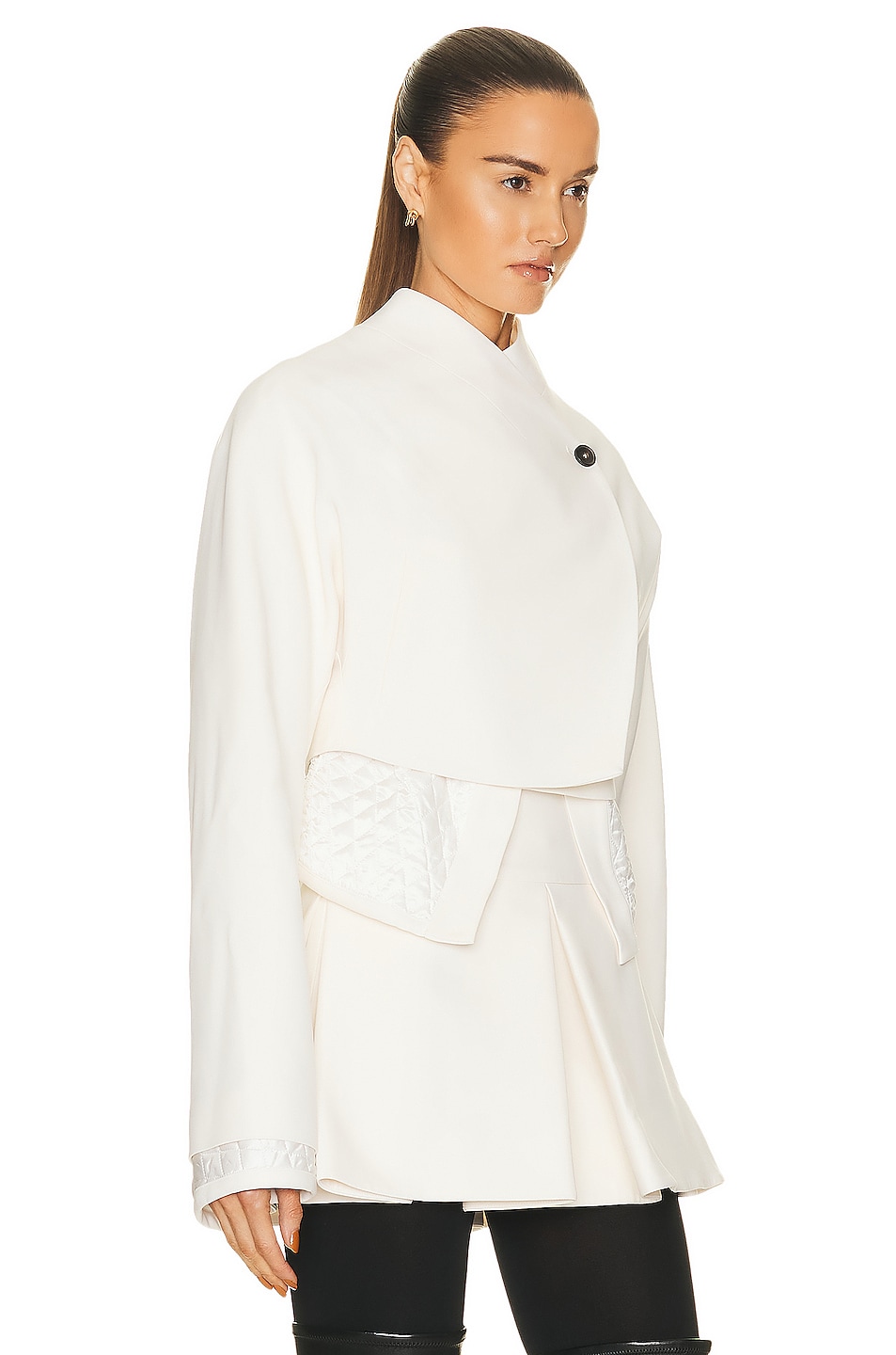 MAXIMILIAN DAVIS Stone Quilted Cropped Jacket in Ivory | FWRD