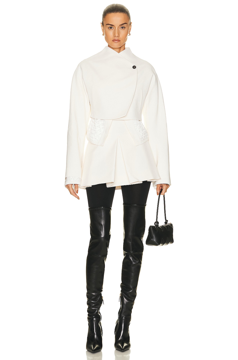 MAXIMILIAN DAVIS Stone Quilted Cropped Jacket in Ivory | FWRD