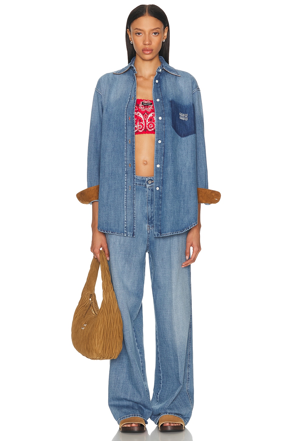 Miu Miu Straight Leg in Celeste | FWRD