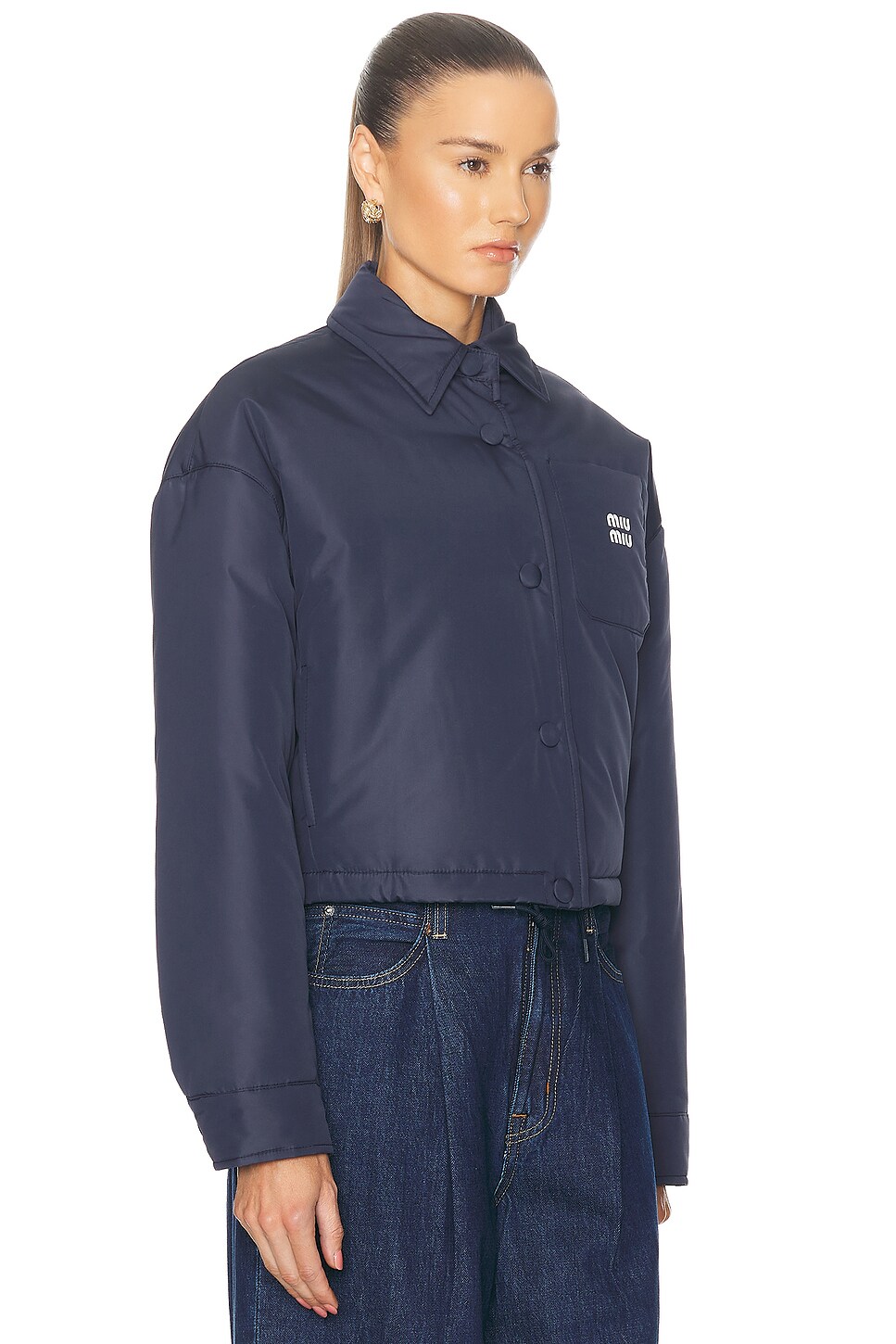 Miu Miu Tela Tec Jacket in Bleu | FWRD