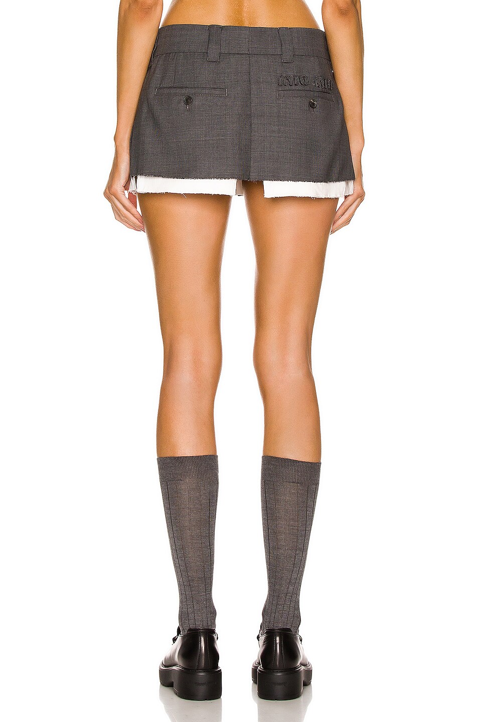 Miu Miu Low Mini Skirt in Ardesia | FWRD