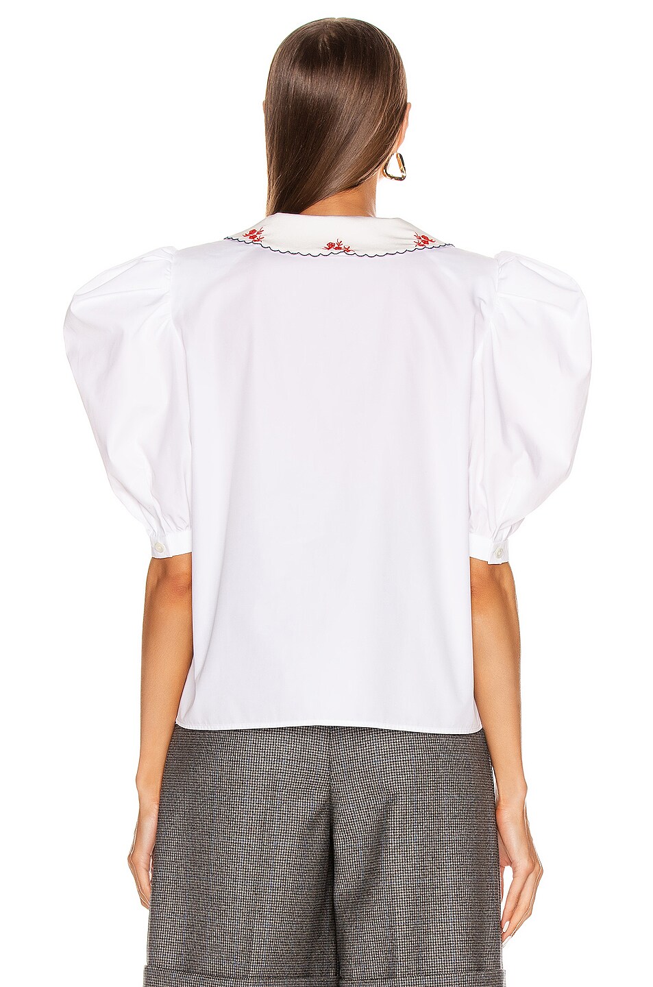 Miu Miu Puff Sleeve Collared Top in White | FWRD