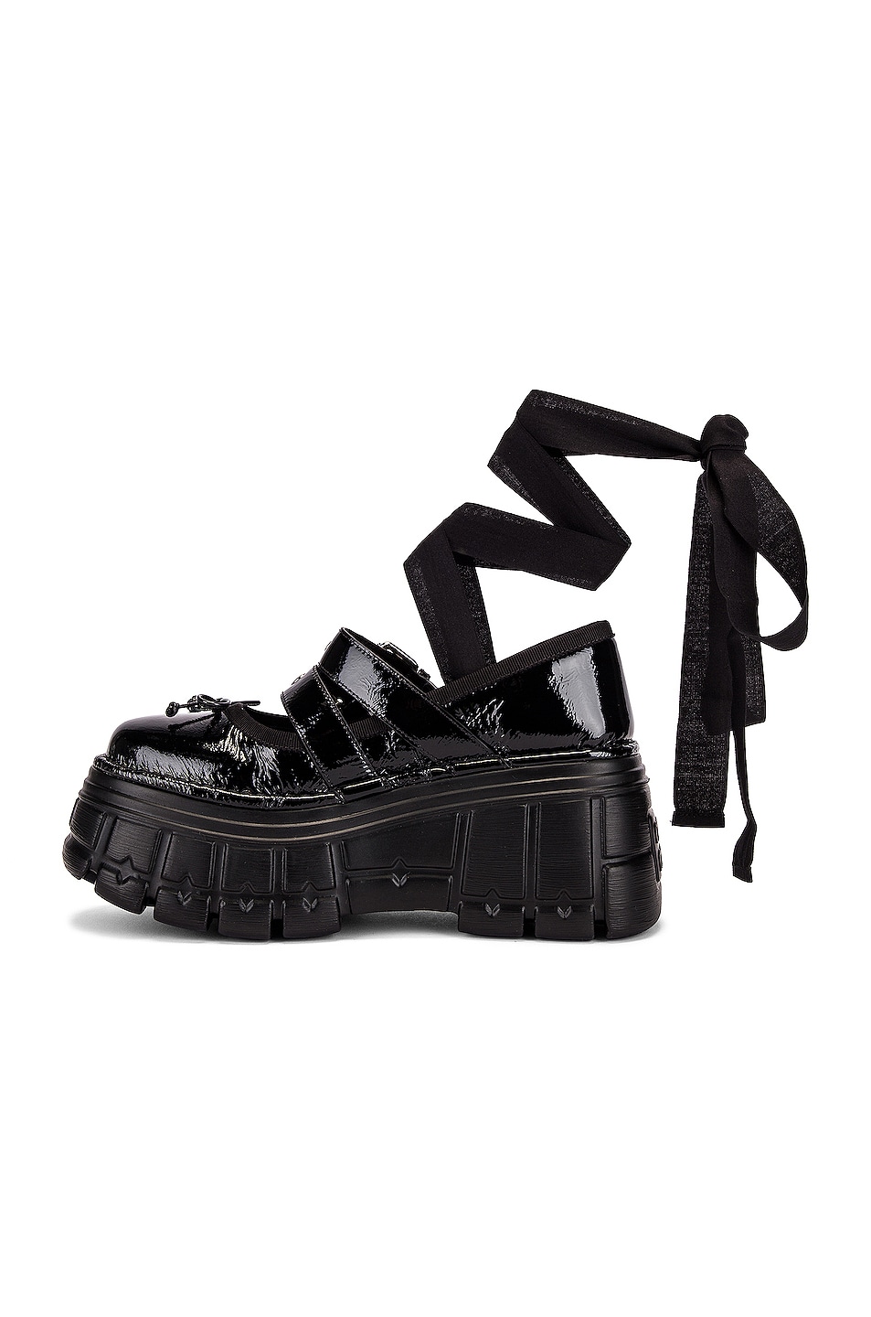 Miu Miu Buckle Platform Ballerina Flats in Nero | FWRD
