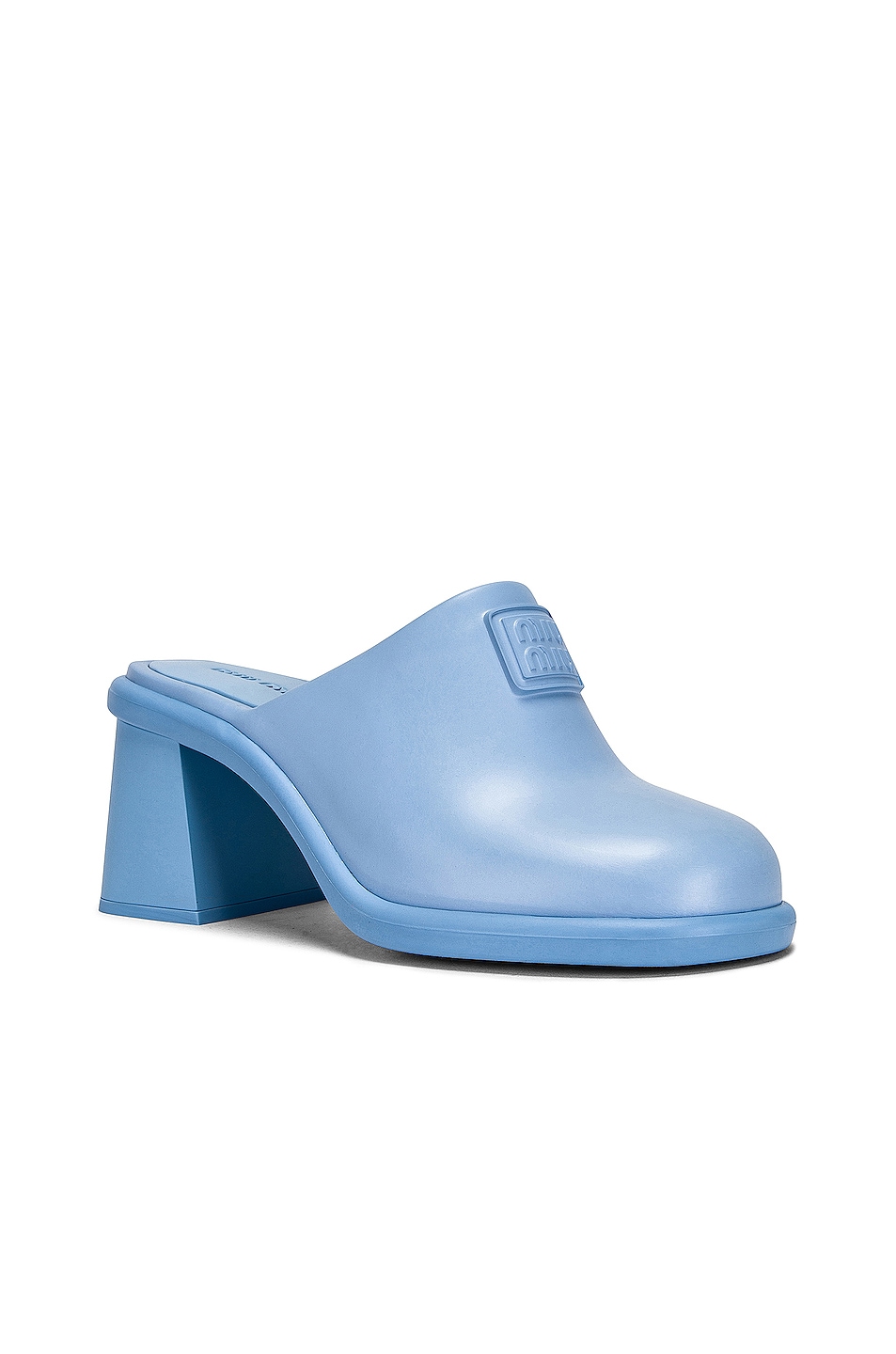 Miu Miu Soft Mules in Celeste | FWRD