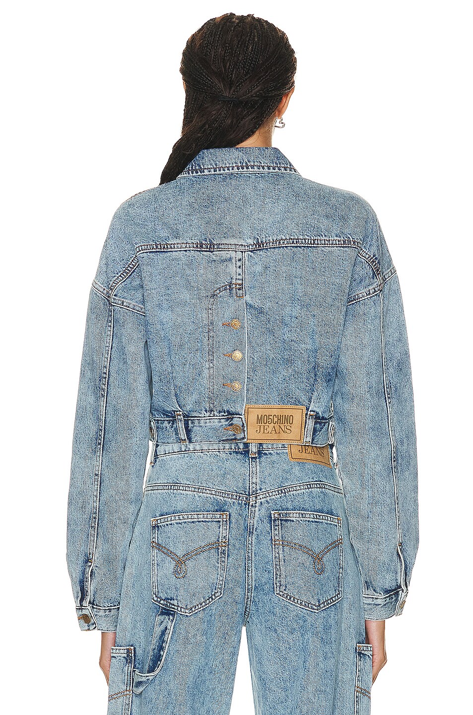 Moschino Jeans Denim Jacket in Fantasy Print Blue | FWRD