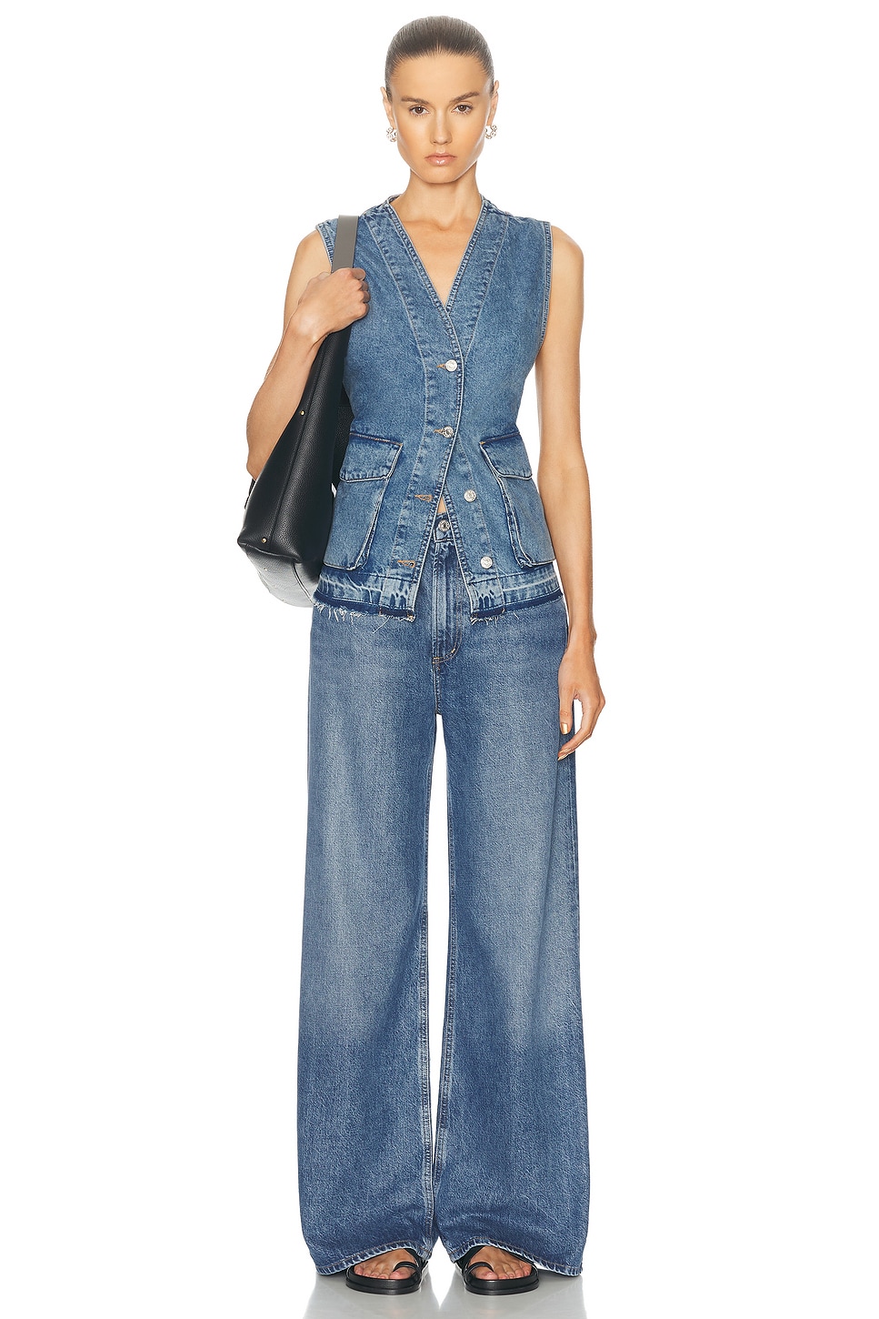Moschino Jeans Denim Vest Top in Multi Blue | FWRD