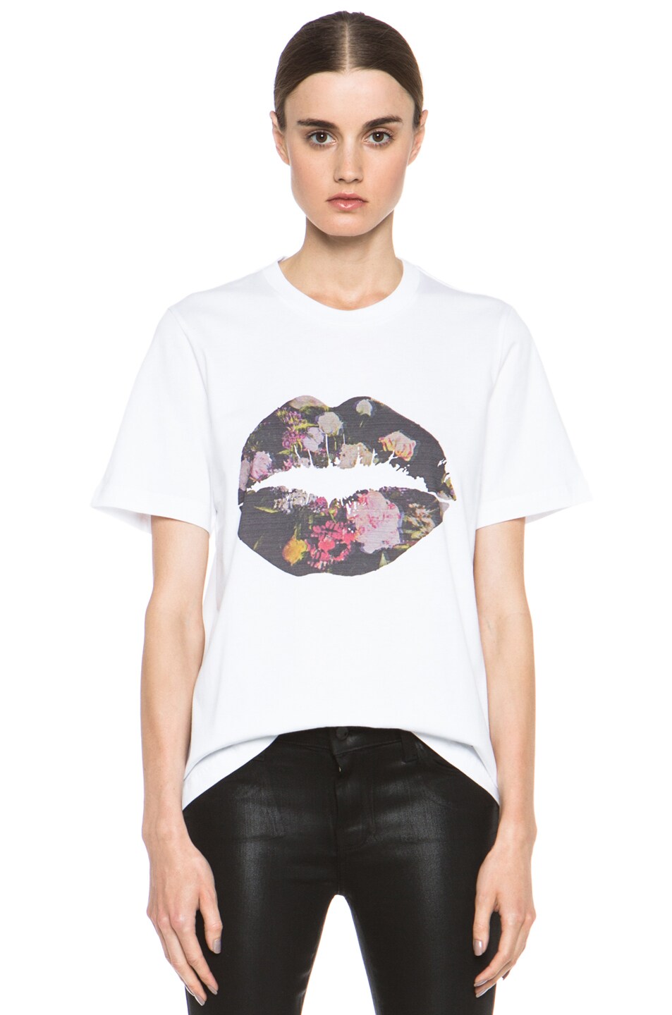 Markus Lupfer Floral Smacker Lip Tee in White | FWRD