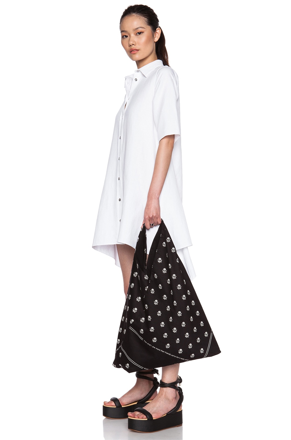 MM6 Maison Margiela Oversized Shoulder Bag in Black & White | FWRD