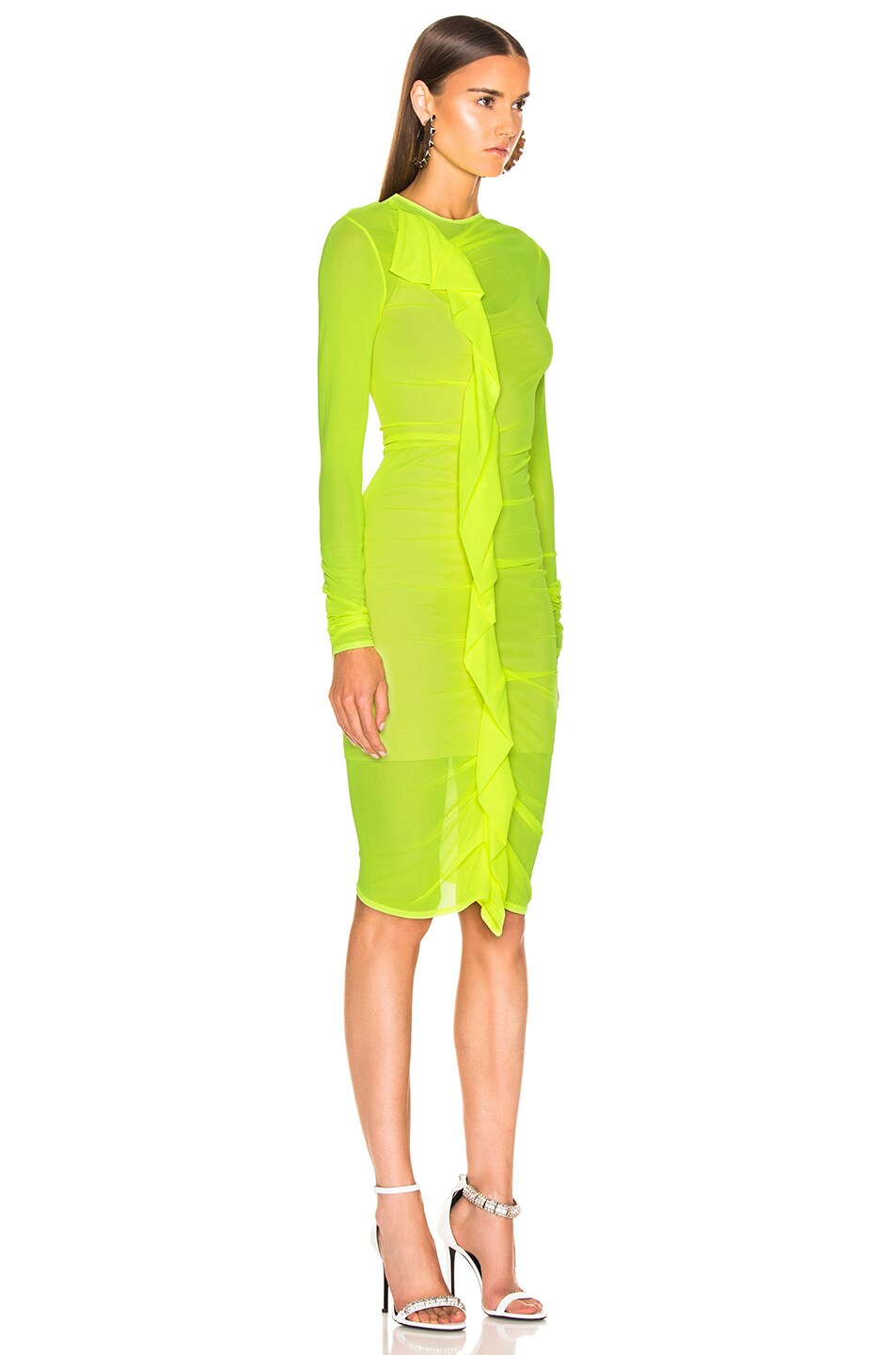 Maison Margiela Ruffle Dress in Yellow Fluo | FWRD