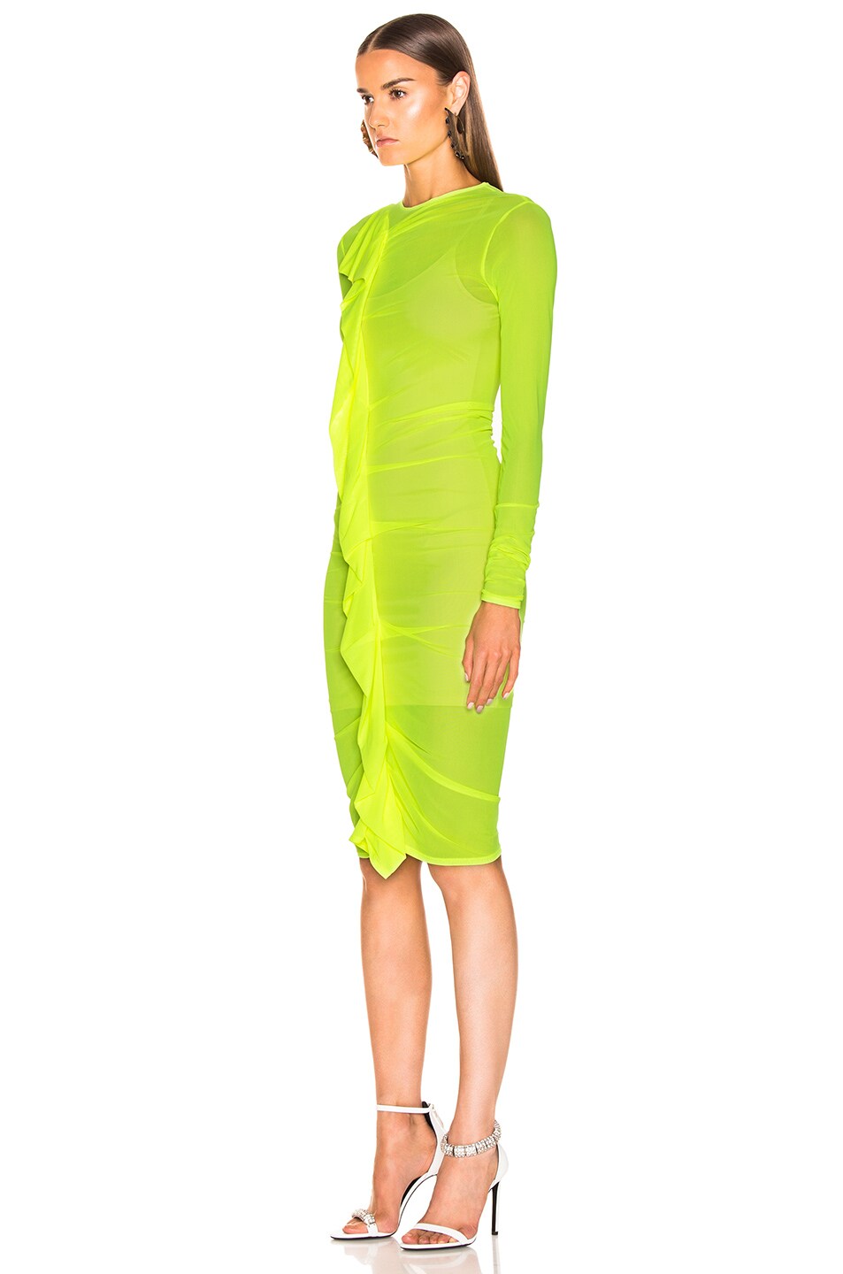 Maison Margiela Ruffle Dress in Yellow Fluo | FWRD