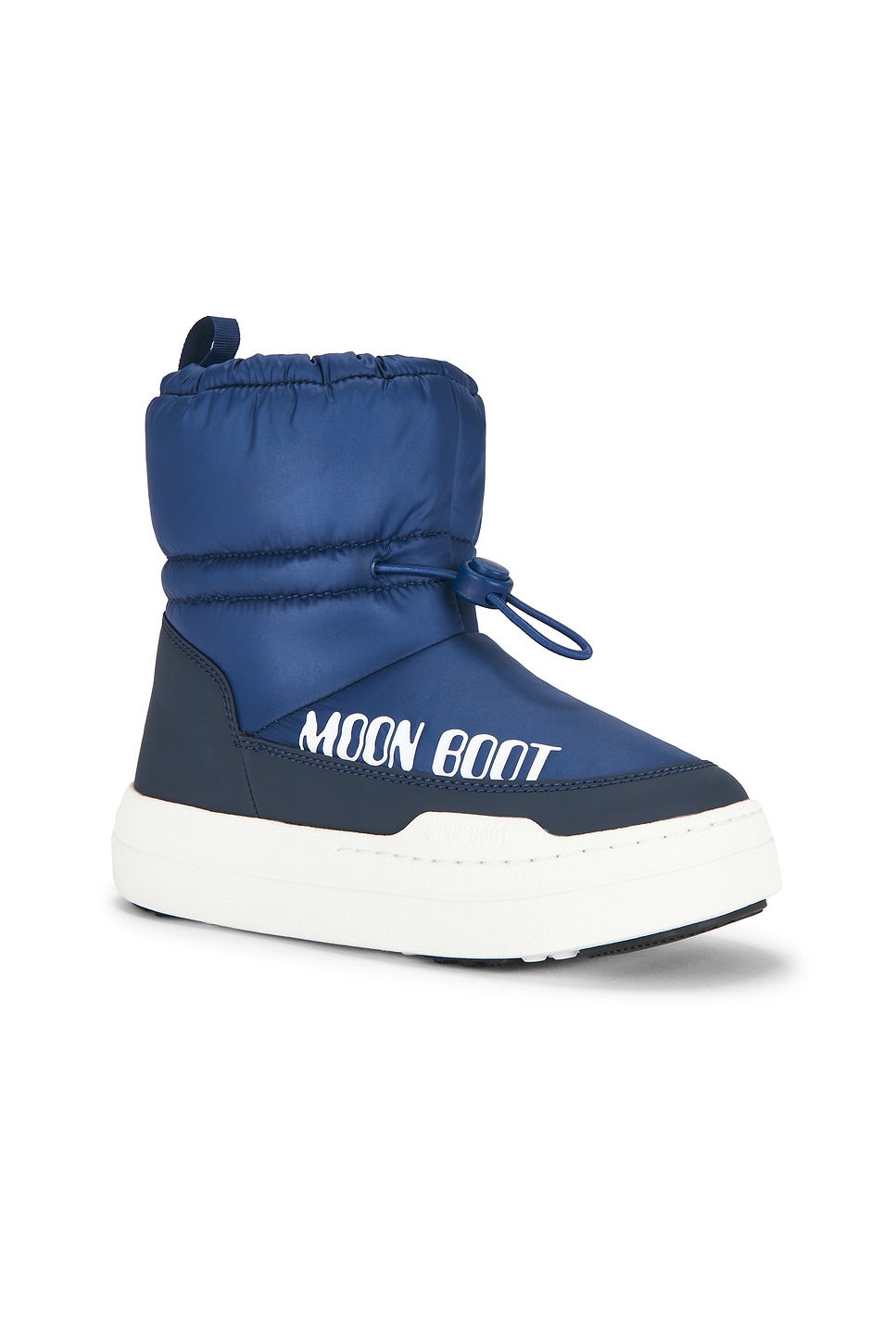 MOON BOOT Kids Junior Park Tube Mid Waterproof Boot in Blue & Navy | FWRD