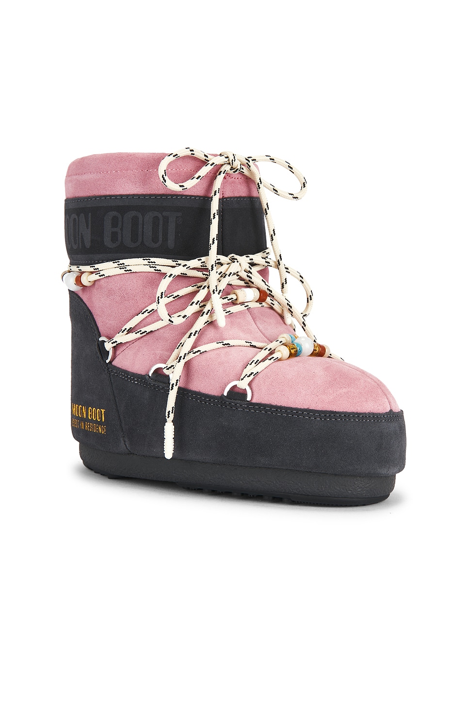 MOON BOOT X Guest in Residence Icon Low Suede Beads Boot in Grey & Rose ...