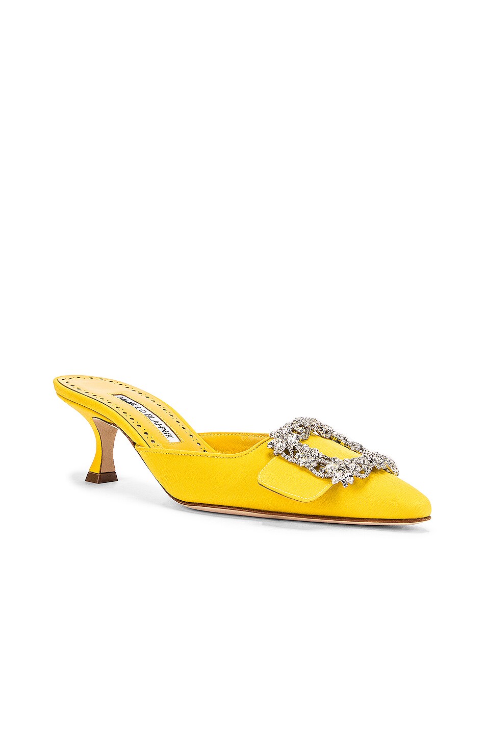 Manolo Blahnik Maysale 50 Jewel Mule in Yellow | FWRD