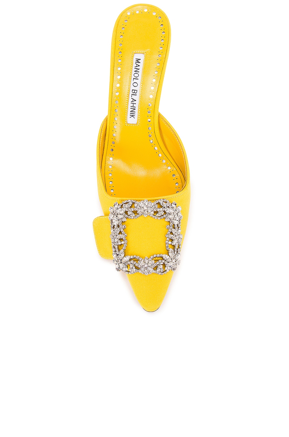 Manolo Blahnik Maysale 50 Jewel Mule in Yellow | FWRD