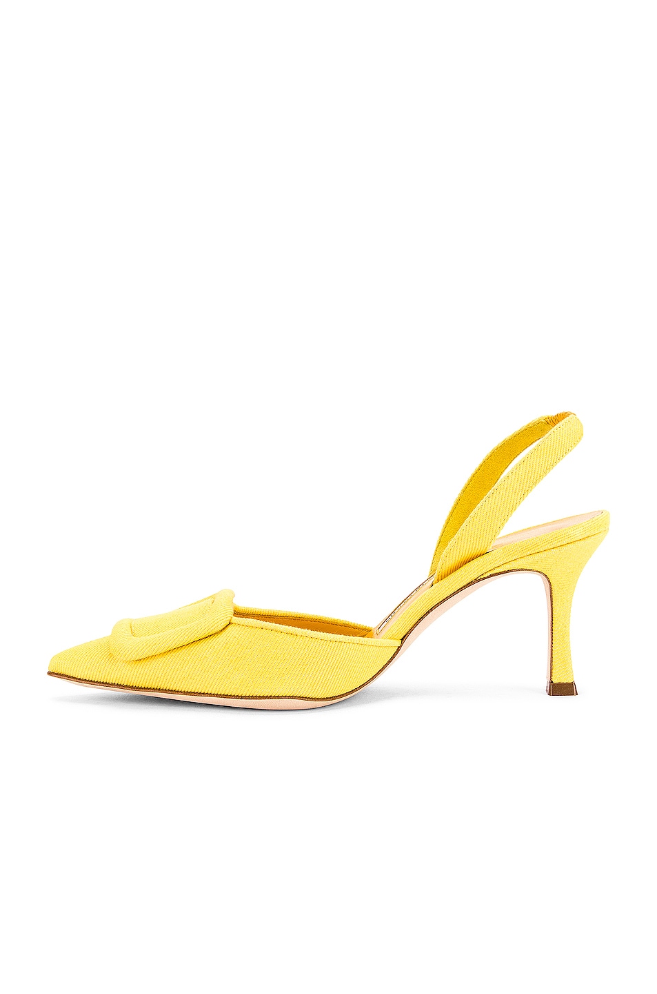 Manolo Blahnik Maysli 70 Slingback in Yellow Denim | FWRD