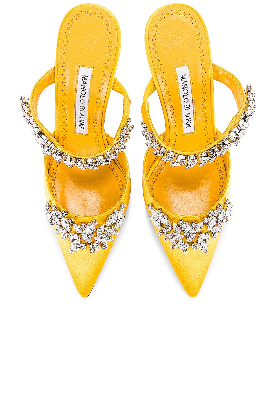 Manolo Blahnik Lurum 90 Satin Mule in Yellow | FWRD