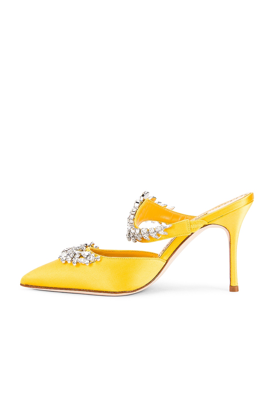 Manolo Blahnik Lurum 90 Satin Mule in Yellow | FWRD