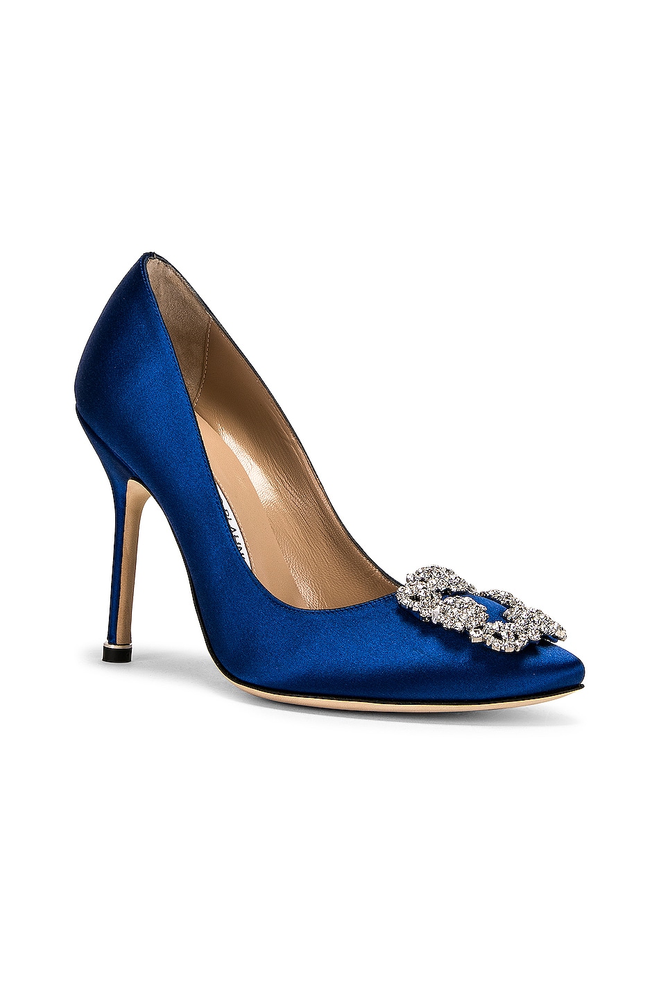 Manolo Blahnik Hangisi 105 Satin Heel in Bright Blue | FWRD