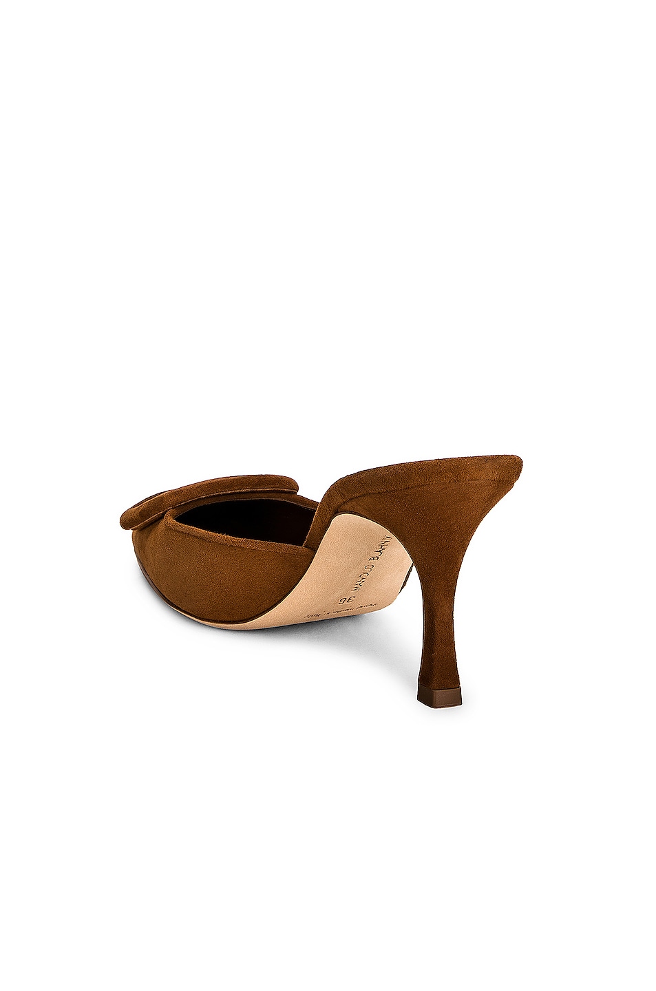 Manolo Blahnik Suede Maysale 70 Mule in Medium Brown | FWRD