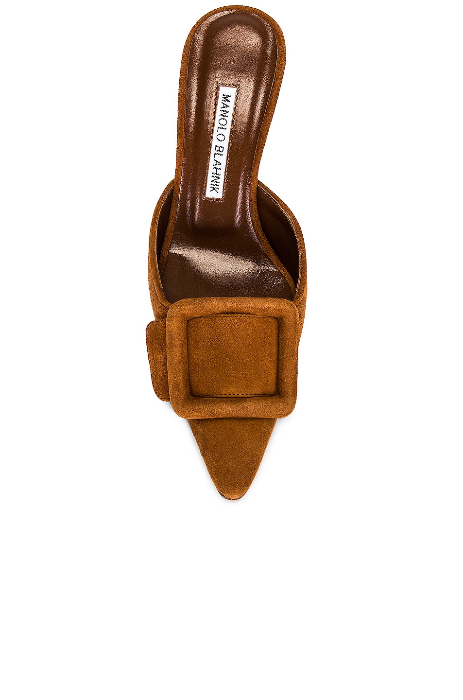 Manolo Blahnik Suede Maysale 70 Mule in Medium Brown | FWRD