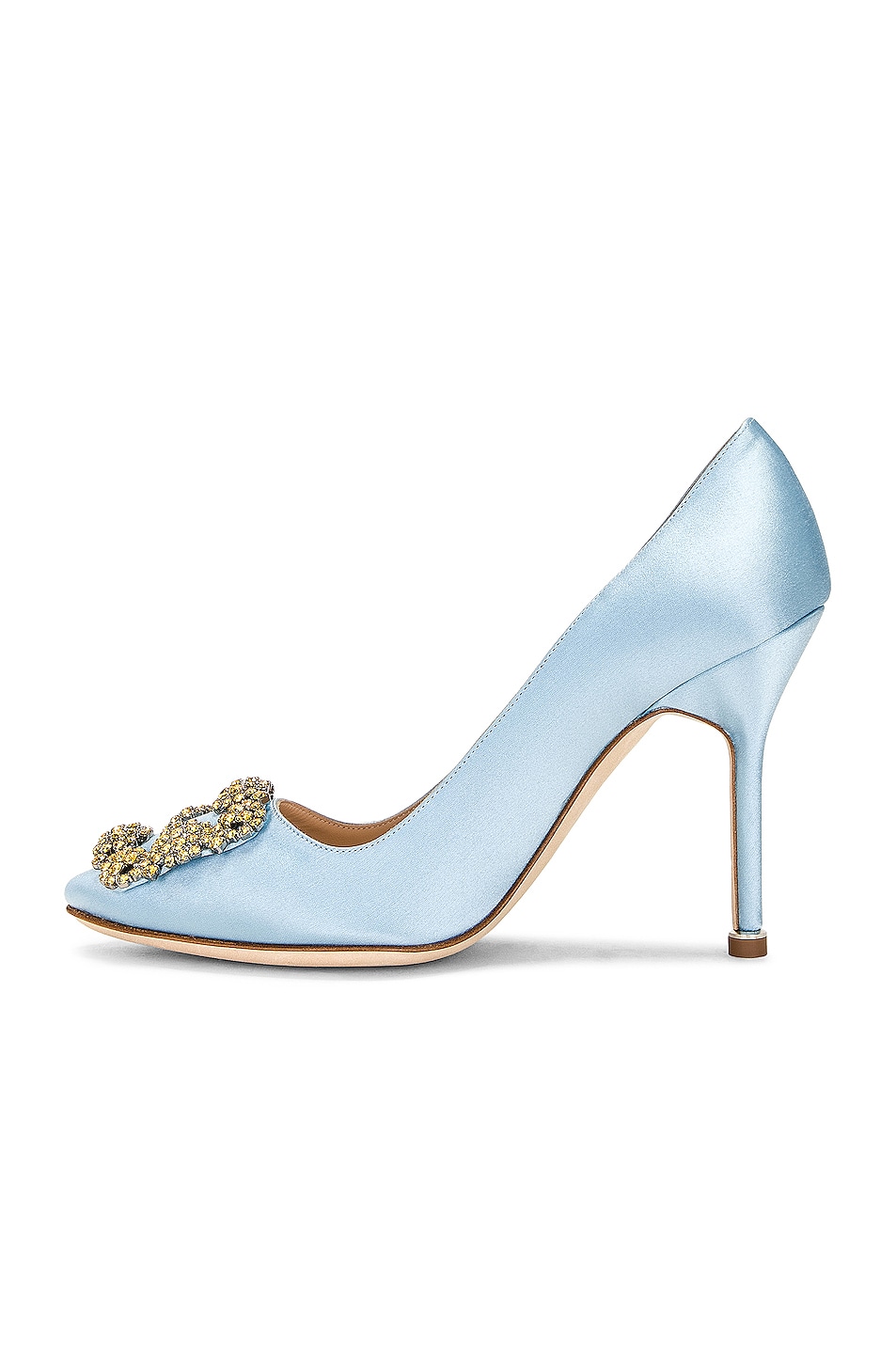 Manolo Blahnik Hangisi 105 Satin Pump in Light Blue | FWRD