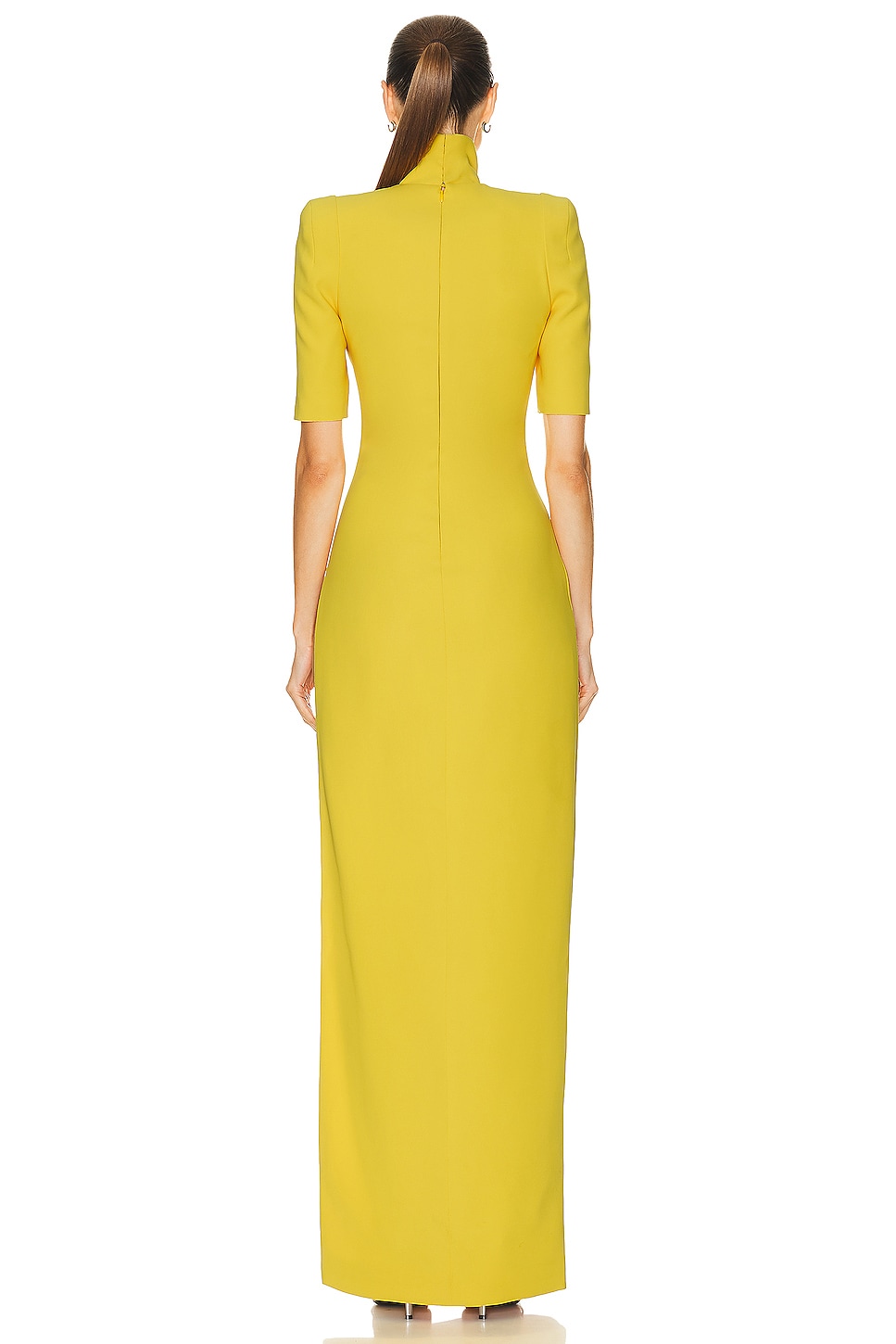 Monot Turtleneck High Slit Dress In Yellow Fwrd