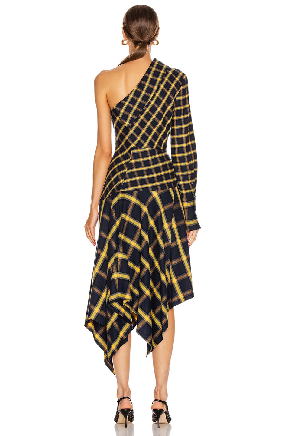 Monse Asymmetrical Patchwork Dress in Midnight & Yellow | FWRD
