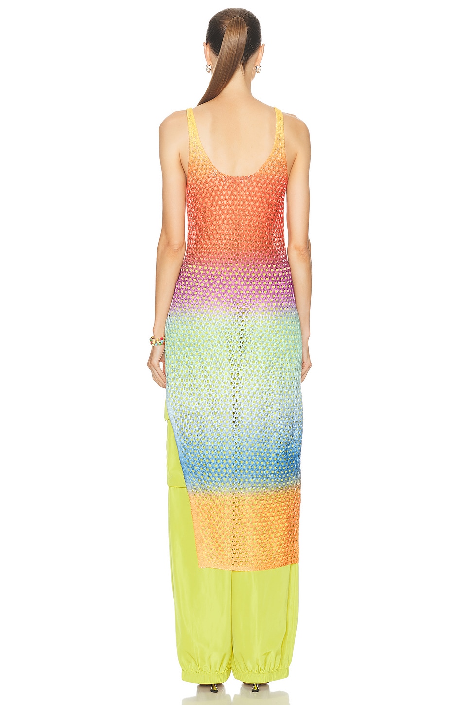 Monse Blurry Stripe Midi Crochet Dress in Multi in Orange | FWRD