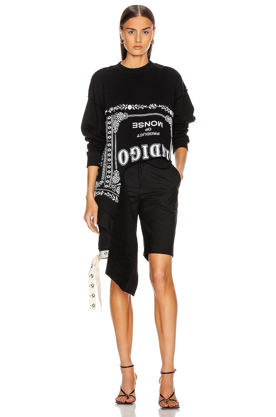 Monse Upside Down Ribbon Hem Short in Black | FWRD