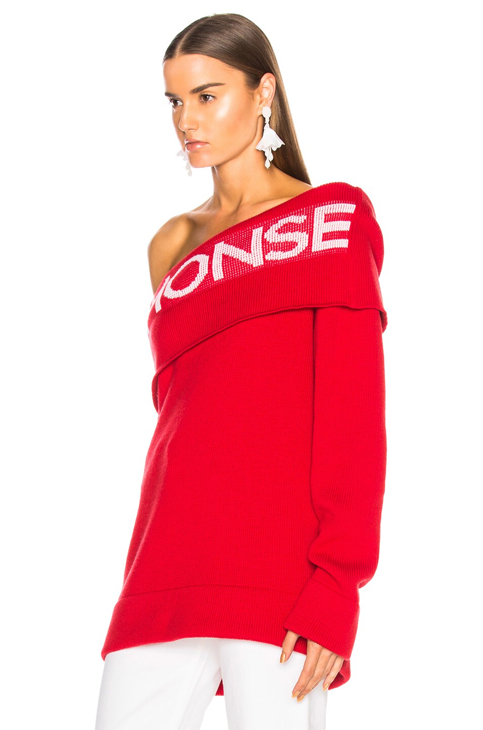 Monse Logo Twist Shawl Sweater in Red | FWRD