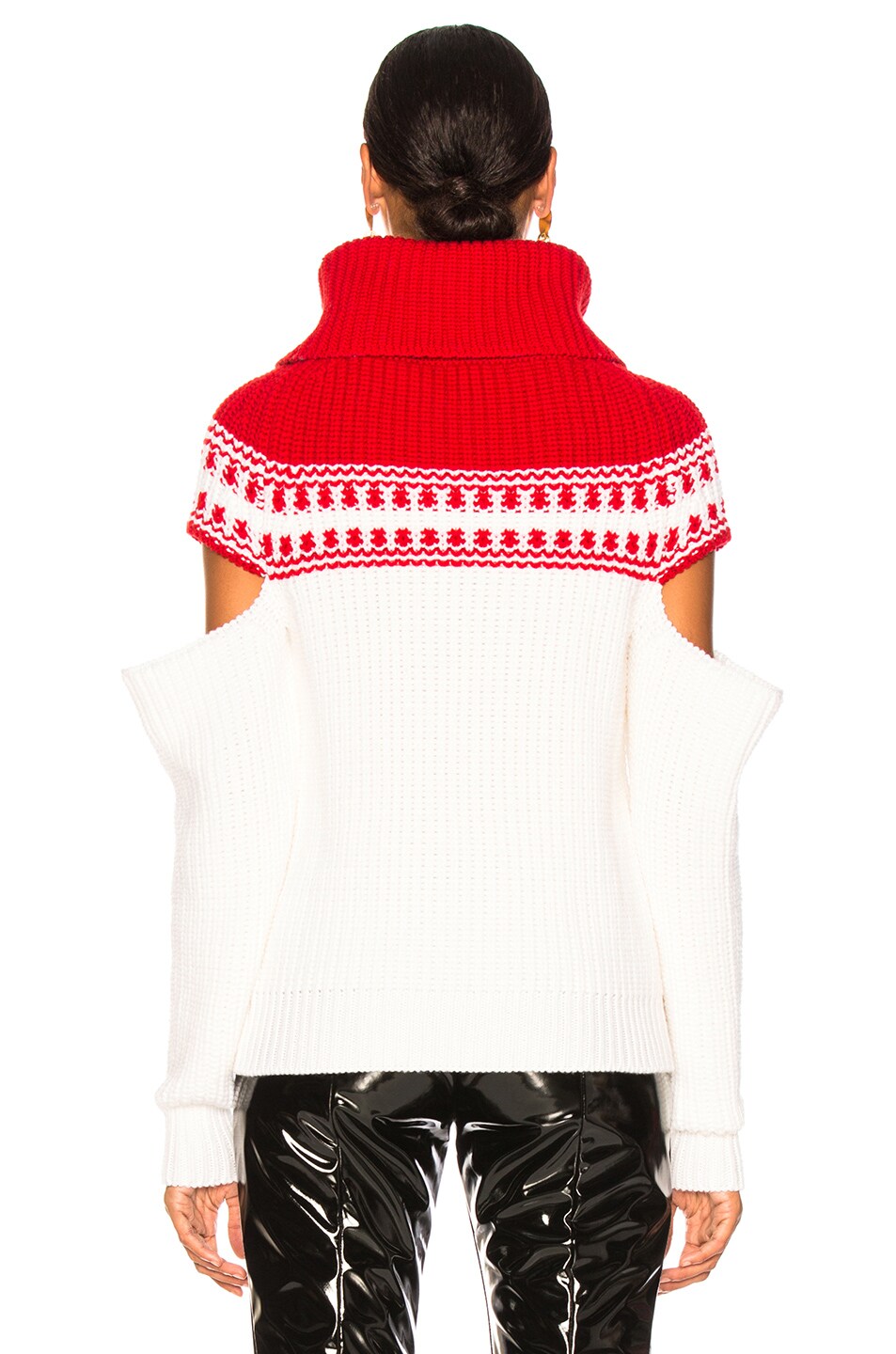 Monse Slashed Sleeve Fairisle Sweater in Red & Ivory | FWRD