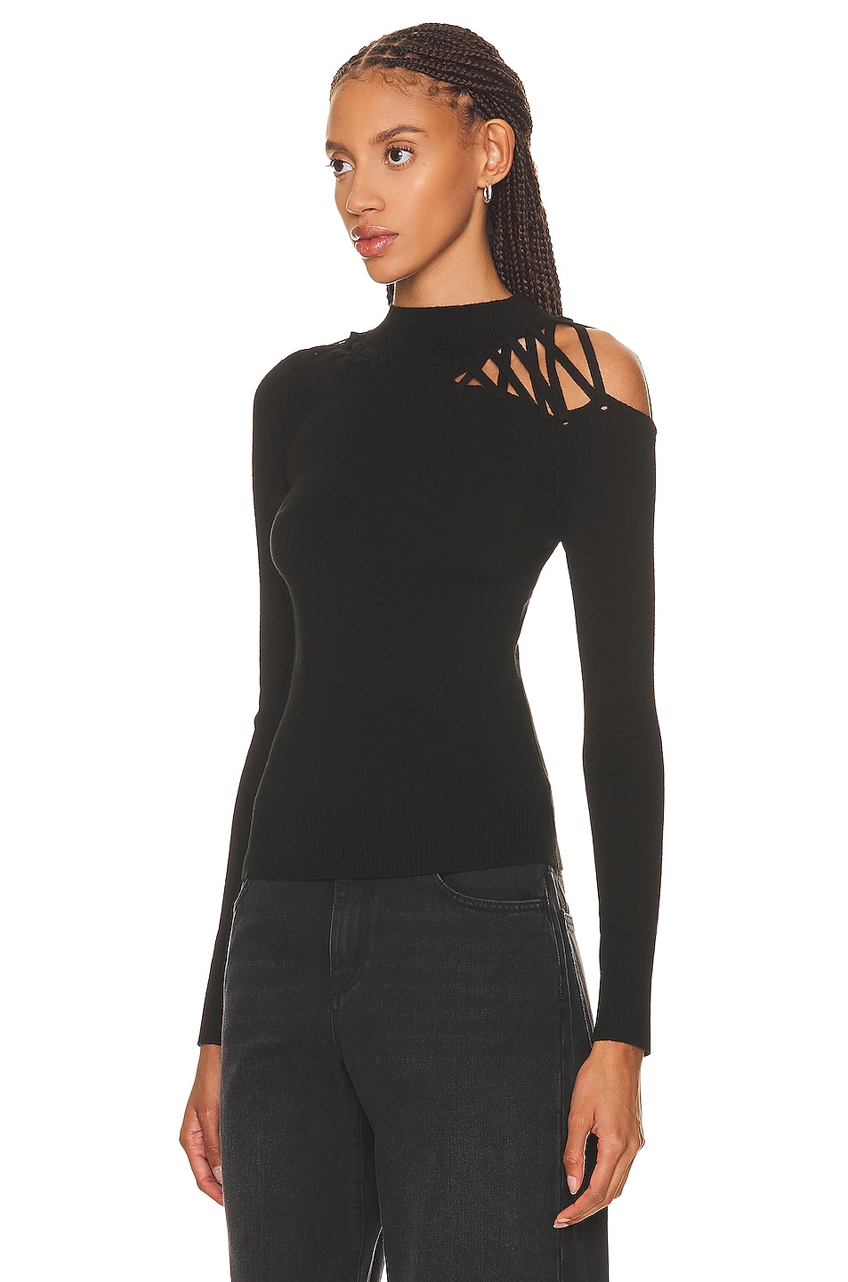 Monse Strappy Knit Sweater in Black | FWRD