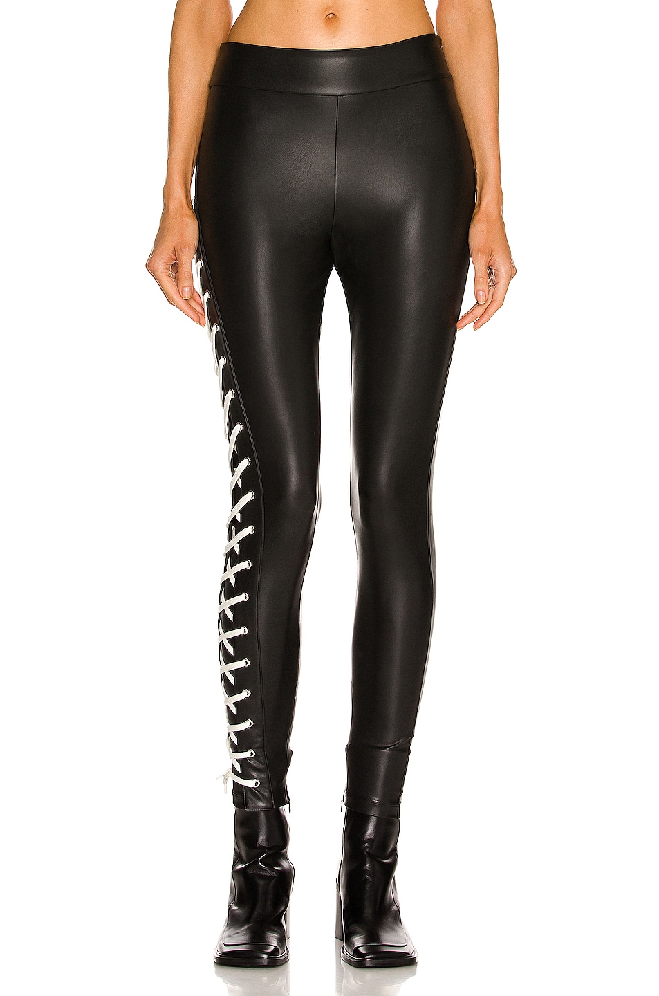 Monse Lace Up Faux Leather Legging in Black & White | FWRD