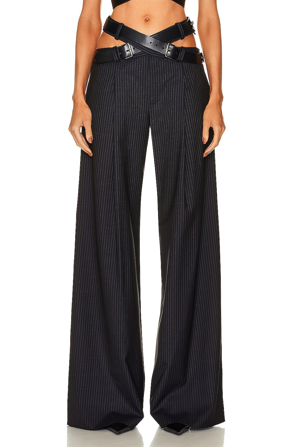 Monse Leather Cross Cross Pant in Black | FWRD