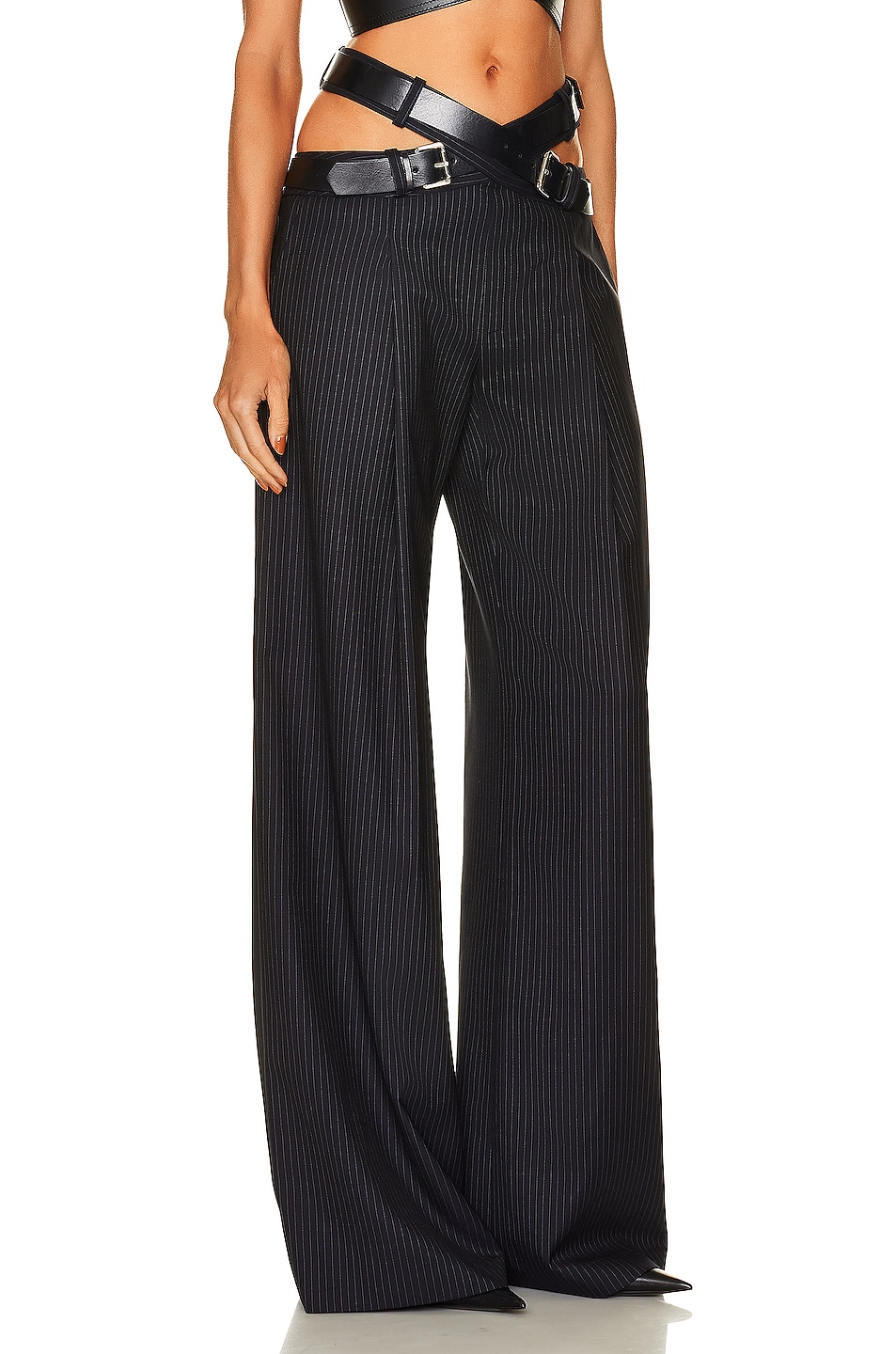 Monse Leather Cross Cross Pant in Black | FWRD