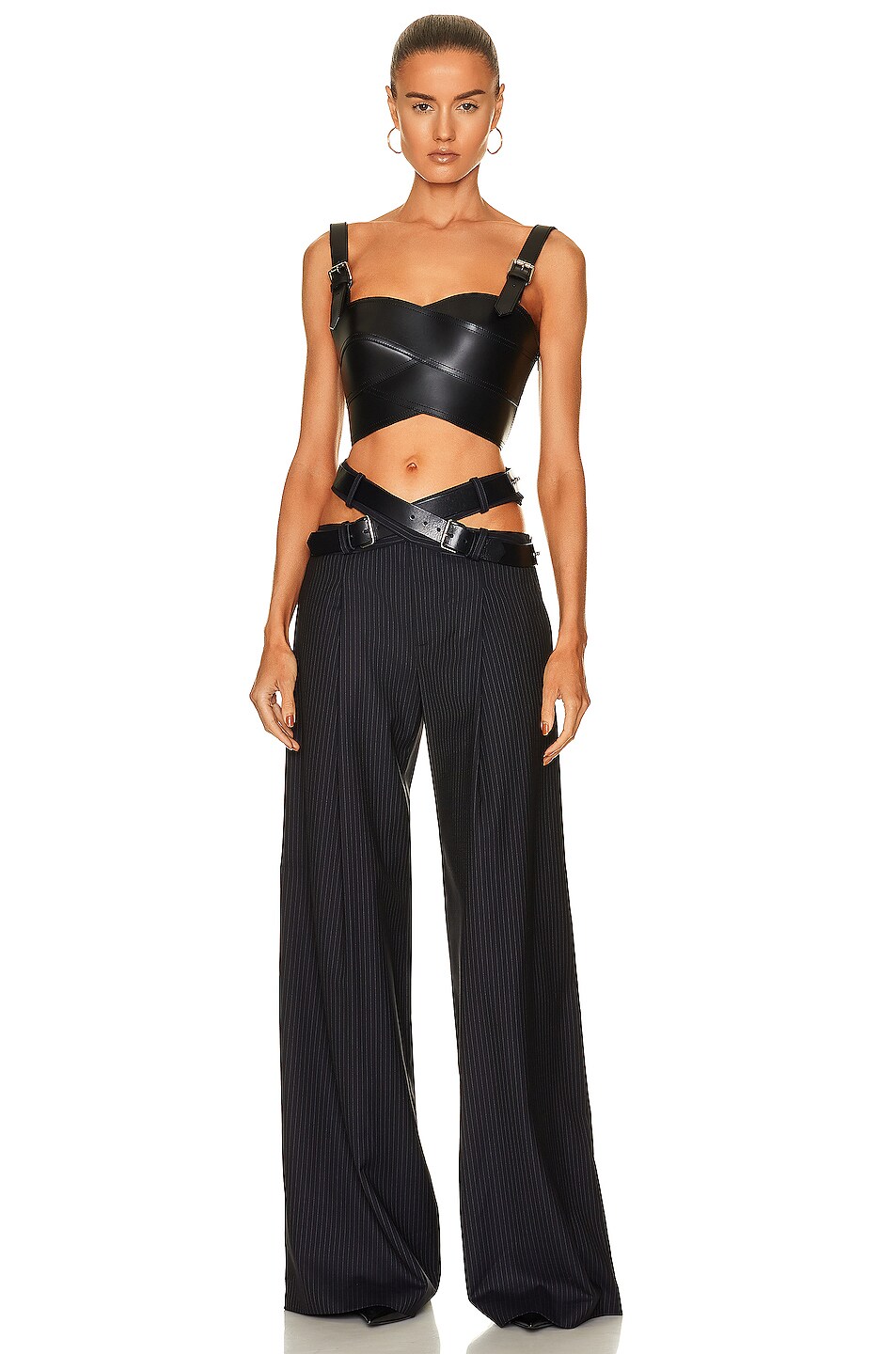 Monse Leather Cross Cross Pant in Black | FWRD