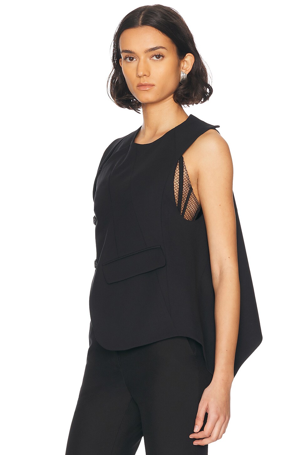 Monse Deconstructed Tailored Top in Black | FWRD